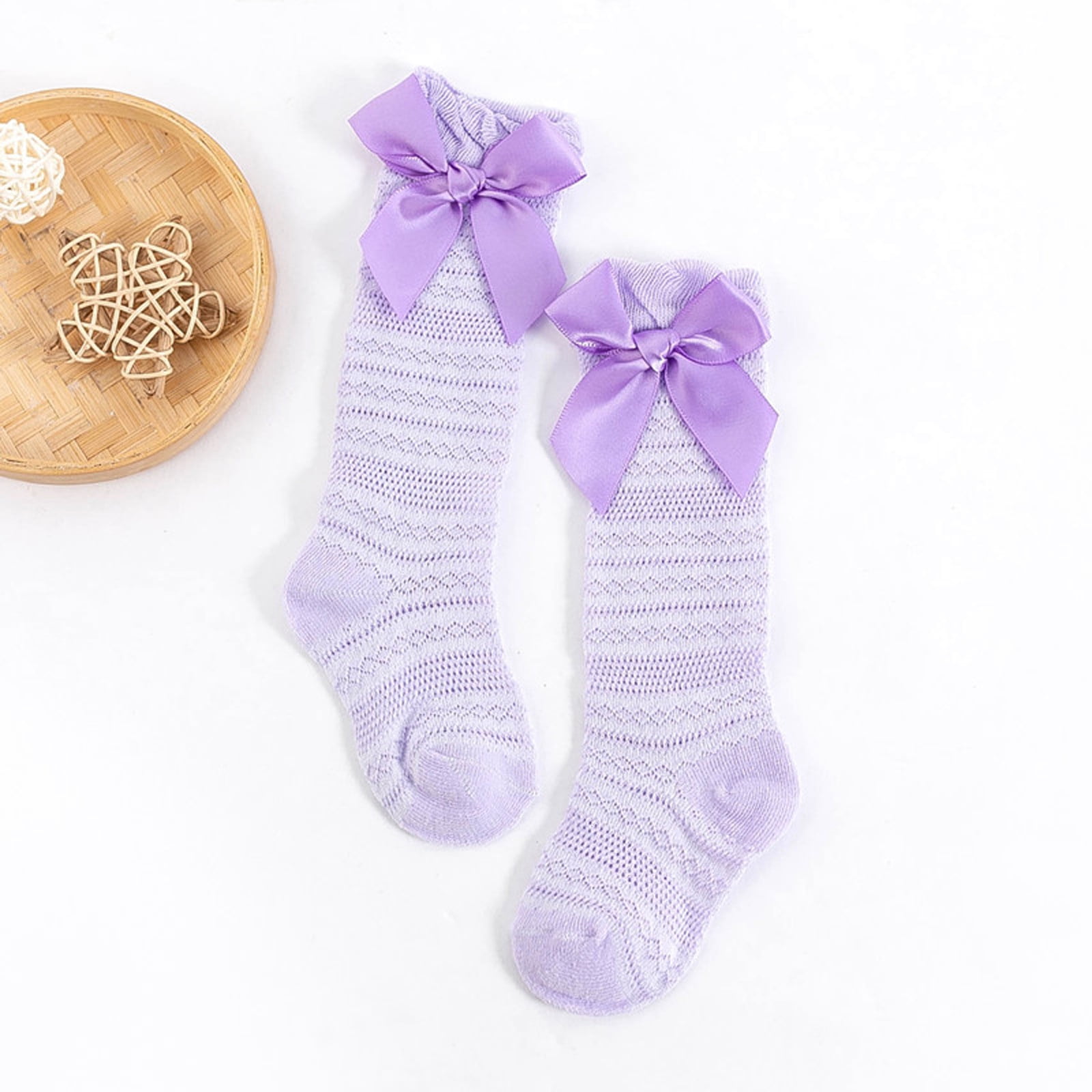 B91xZ Toddler Socks Girls Baby stripe Bowknots Girls Cotton Horizontal ...