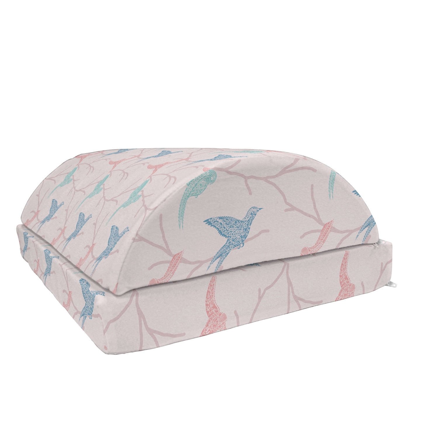 Birds Foot Rest, Flying Bird Branches Zentangle Motifs in Pastel Colors ...