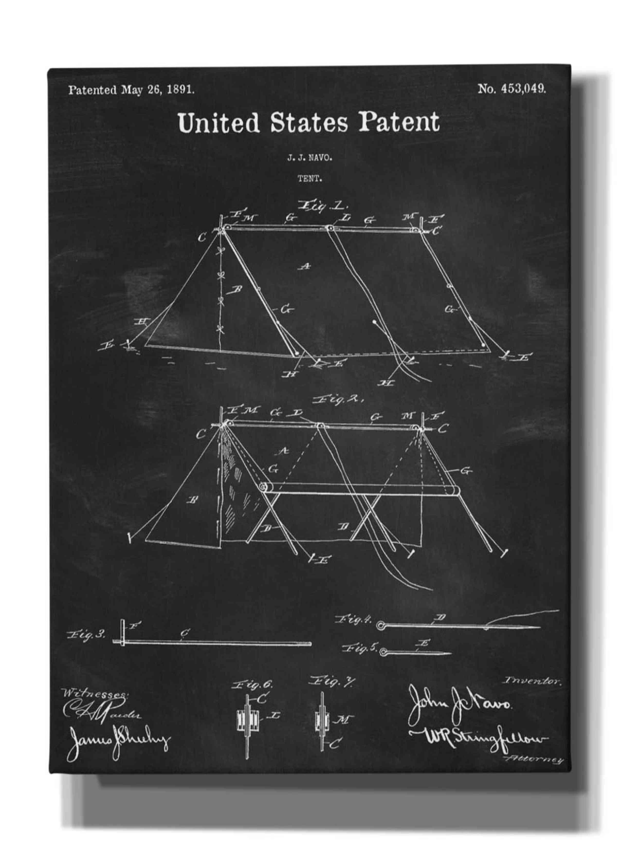 Epic Graffiti 'Tent Blueprint Patent Chalkboard,' Canvas Wall Art, 40 ...