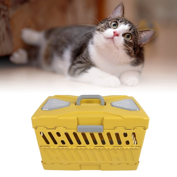 Collapsible Pet Crate, Foldable 360 Ventilation Cat Crate Plastic ...