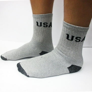 4 Pairs Mens USA Crew Socks Cushioned Black Sport Dress Hiking Camp 10 ...