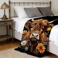 CaiYueKe Highland Cow Plush Blanket 100x150CM - Cozy Flannel Throw Soft ...