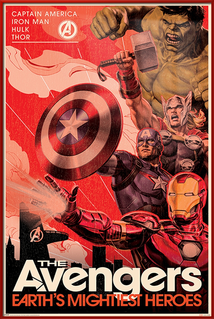 The Avengers - Framed Marvel Comics Propaganda Poster (Earth's ...