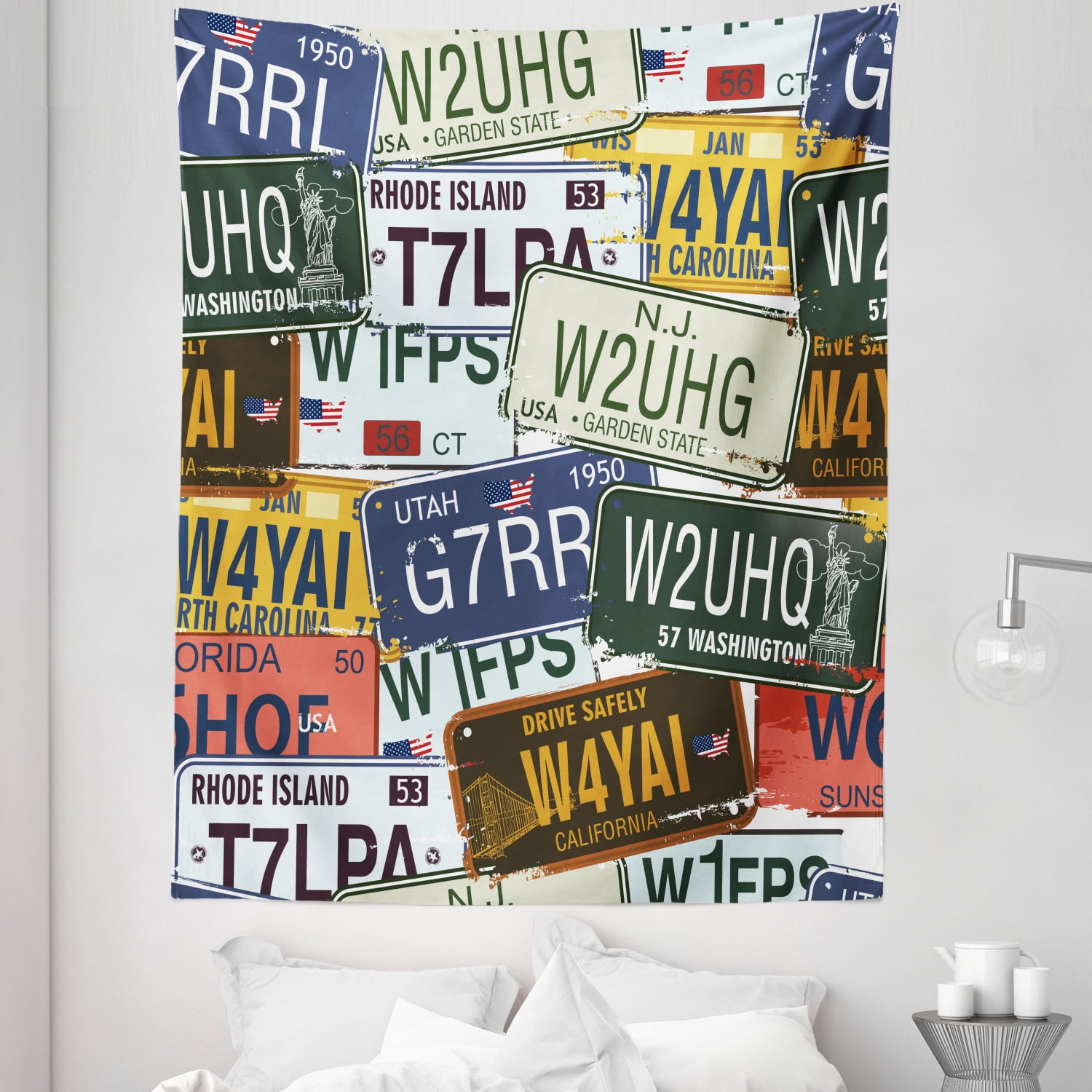 Retro Tapestry, Original Retro Style License Plates Personalized ...
