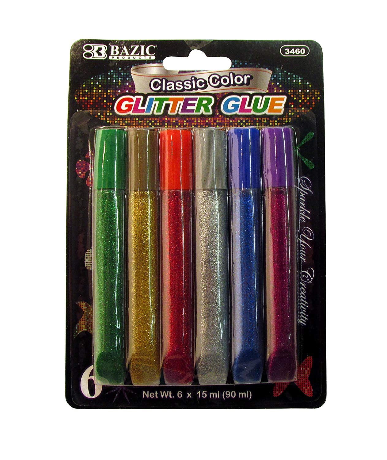 6 Color Glitter Glue Set (15 ml Tubes) Classic Colors - Green, Gold ...