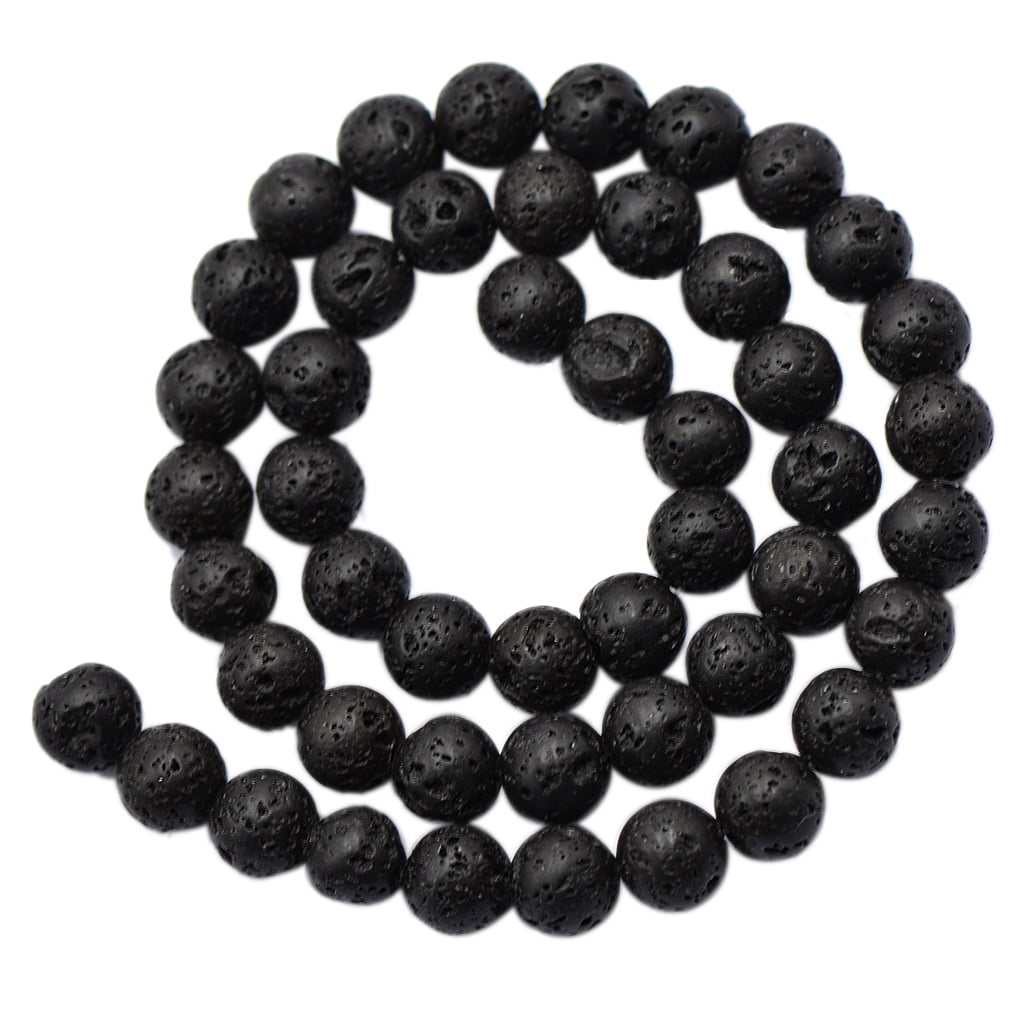 4/6/8/10/12mm Ball Black Rock Natural Gemst Round Loose Beads Strand 15 ...