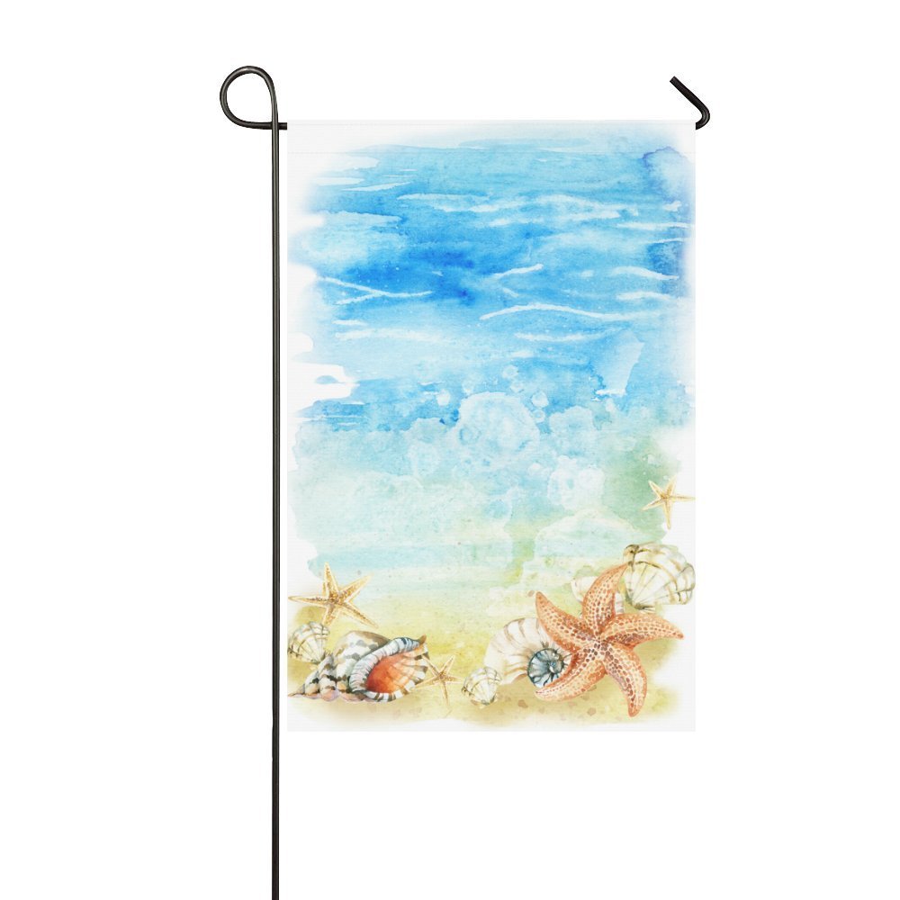MYPOP Beach Seashell Starfish Seashore with Waves Garden Flag Banner 12 ...