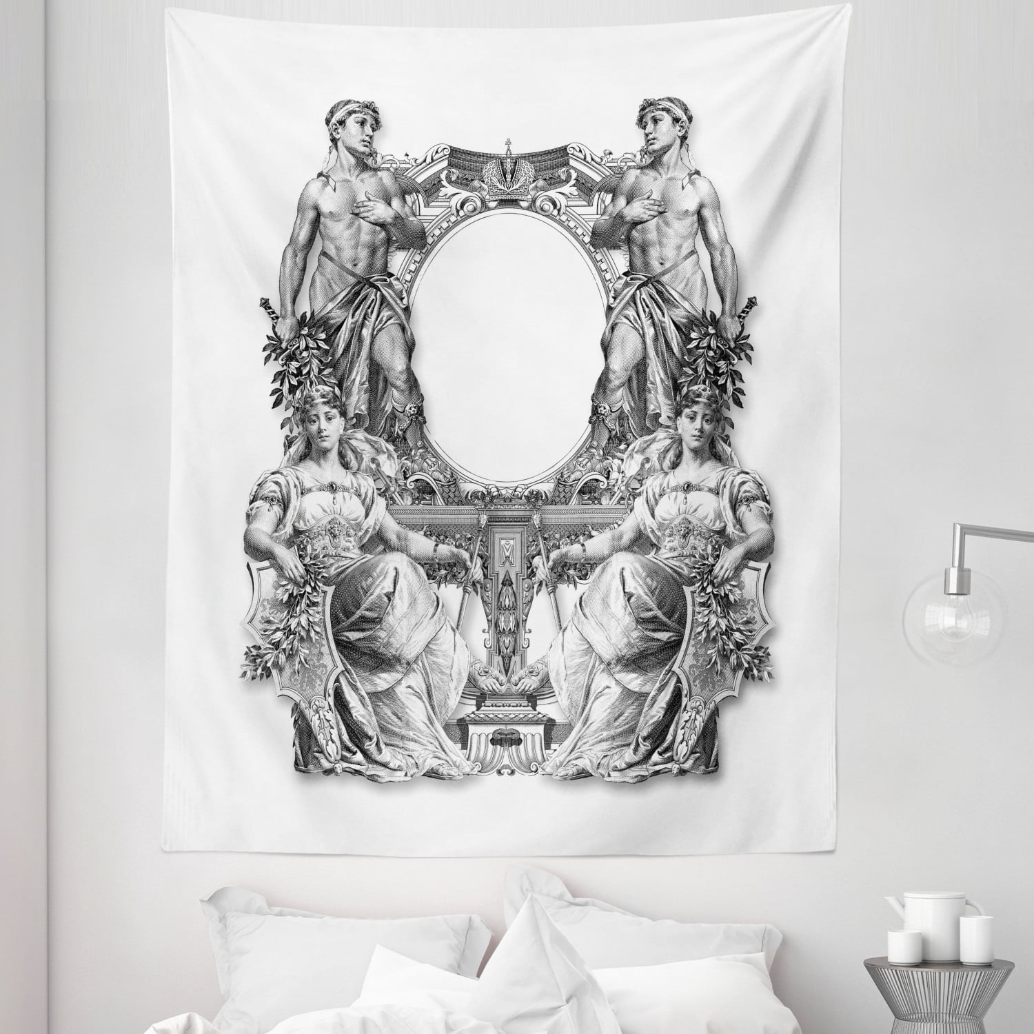 Victorian Tapestry, Old Victorian Frame 2 Man and 2 Woman Baroque Crown ...