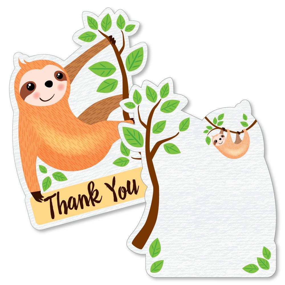 Big Dot of Happiness Let's Hang - Sloth - Shaped Thank You Cards - Baby ...