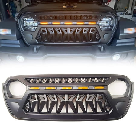 ToxicStorm Mesh Grille Front Grill Cover Matte Black with Amber LED ...