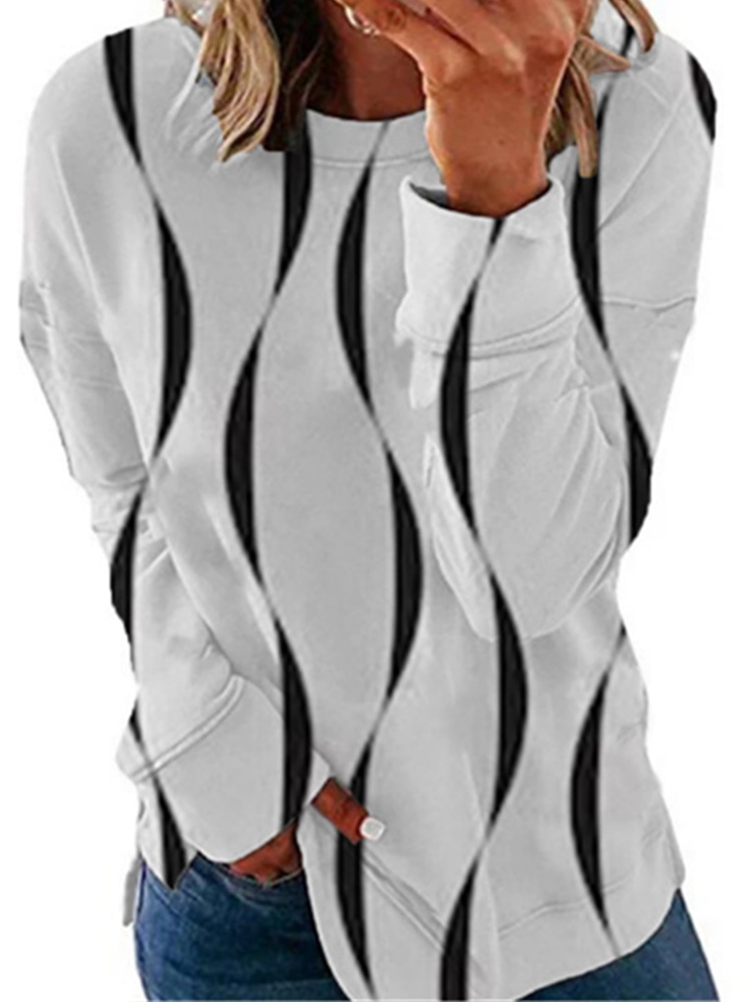 Women's Fall Long Sleeve Tunic Tops Color Block Loose Casual Pullover ...