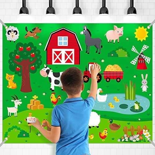 32 Pieces Farm Animals Felt Story Board Set Preschool Farmhouse Themed ...