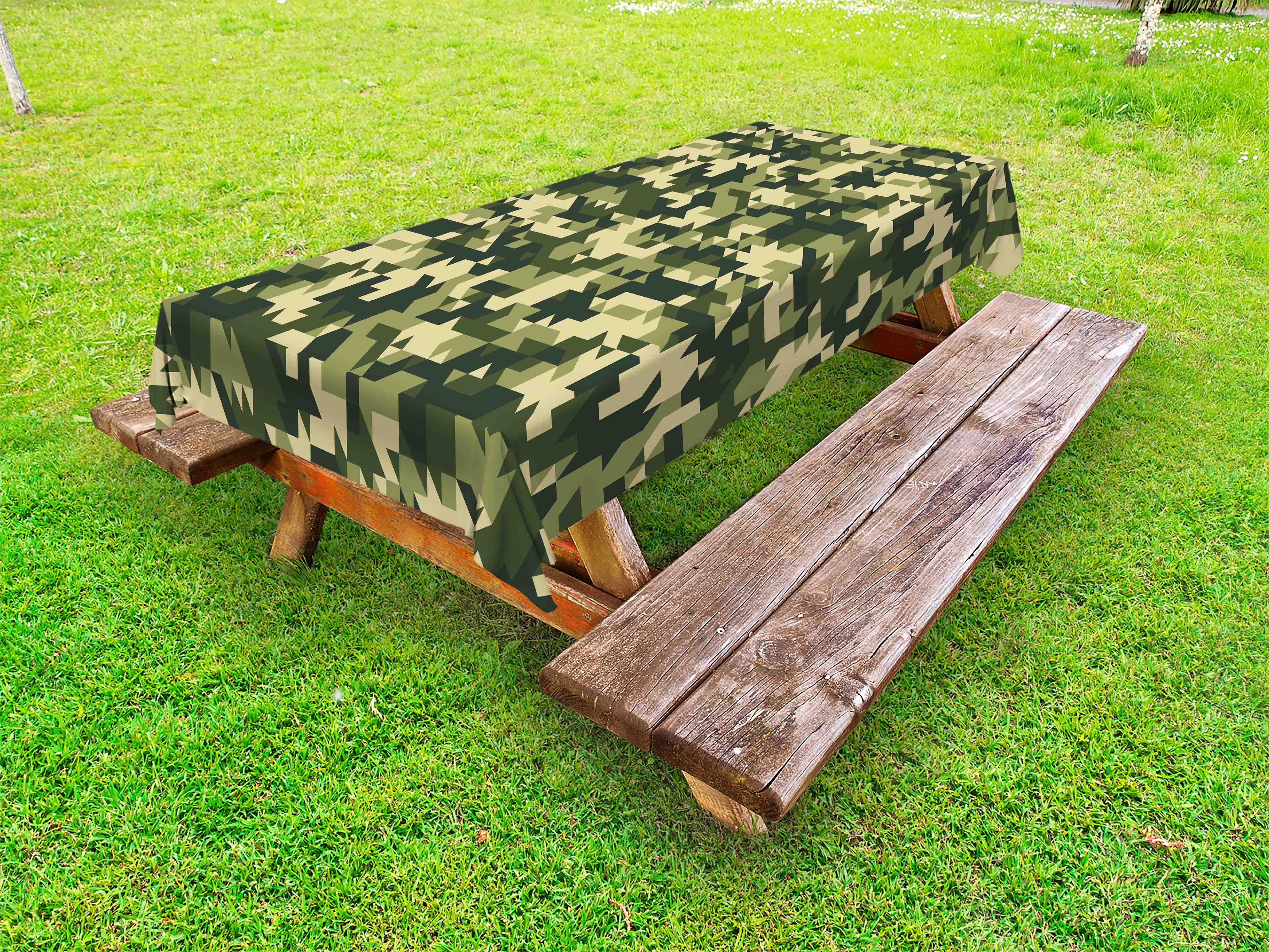 Camo Outdoor Tablecloth, Abstract Camouflage in Forest Colors Jungle ...