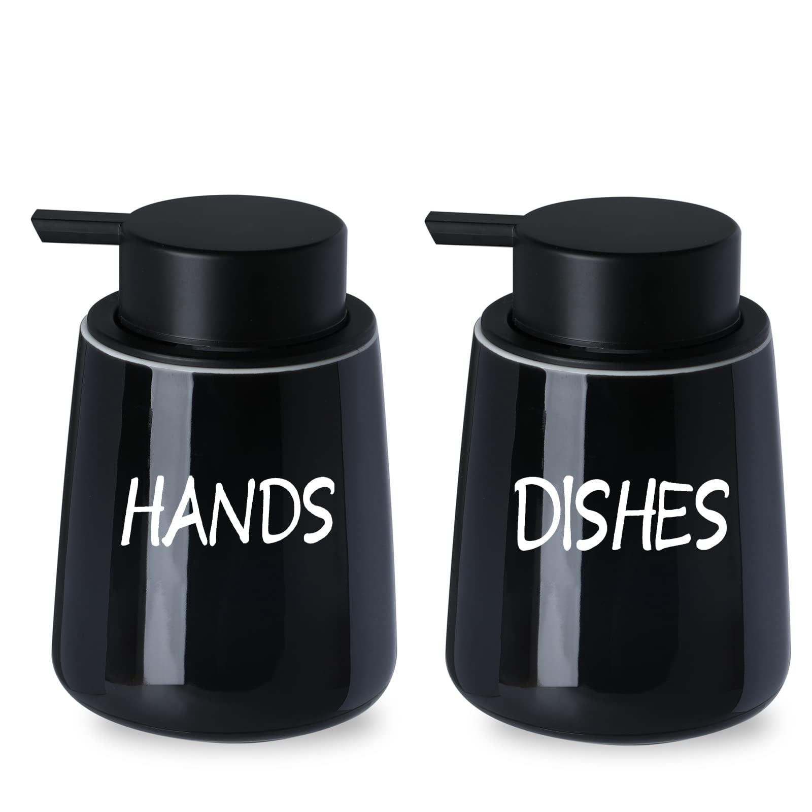 Ceramic Hands and Dishes Dispenser Set, Easy-to-Press Pump, 12oz (Black ...