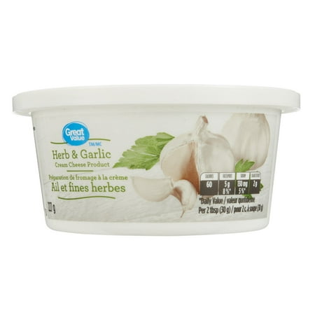 Great Value Cream Cheese Spread Herb & Garlic, 227 g - Walmart.ca