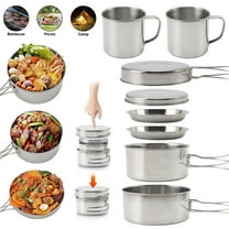 Camping Cookware Set, GIUGT 15Pcs Portable Aluminium Camping Cooking ...