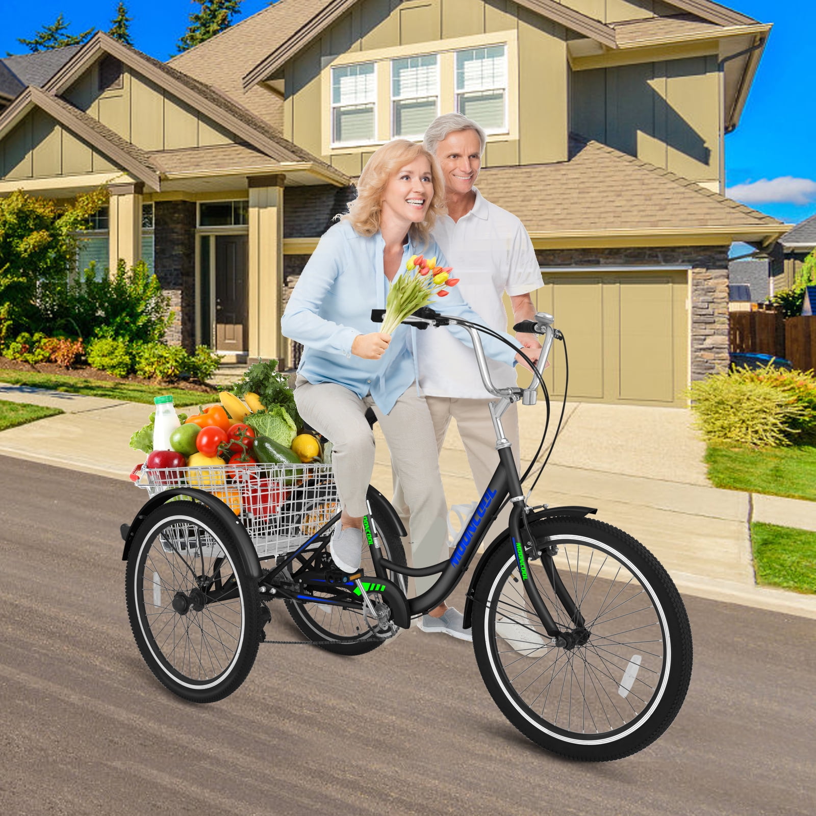 ABORON 20/24/26 inch 7 Speed Adult Tricycles with Big Basket,3-Wheels ...