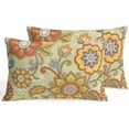 Boho Floral Pillow Covers Set of 2, Yellow Orange Flower Leaf Abstract ...
