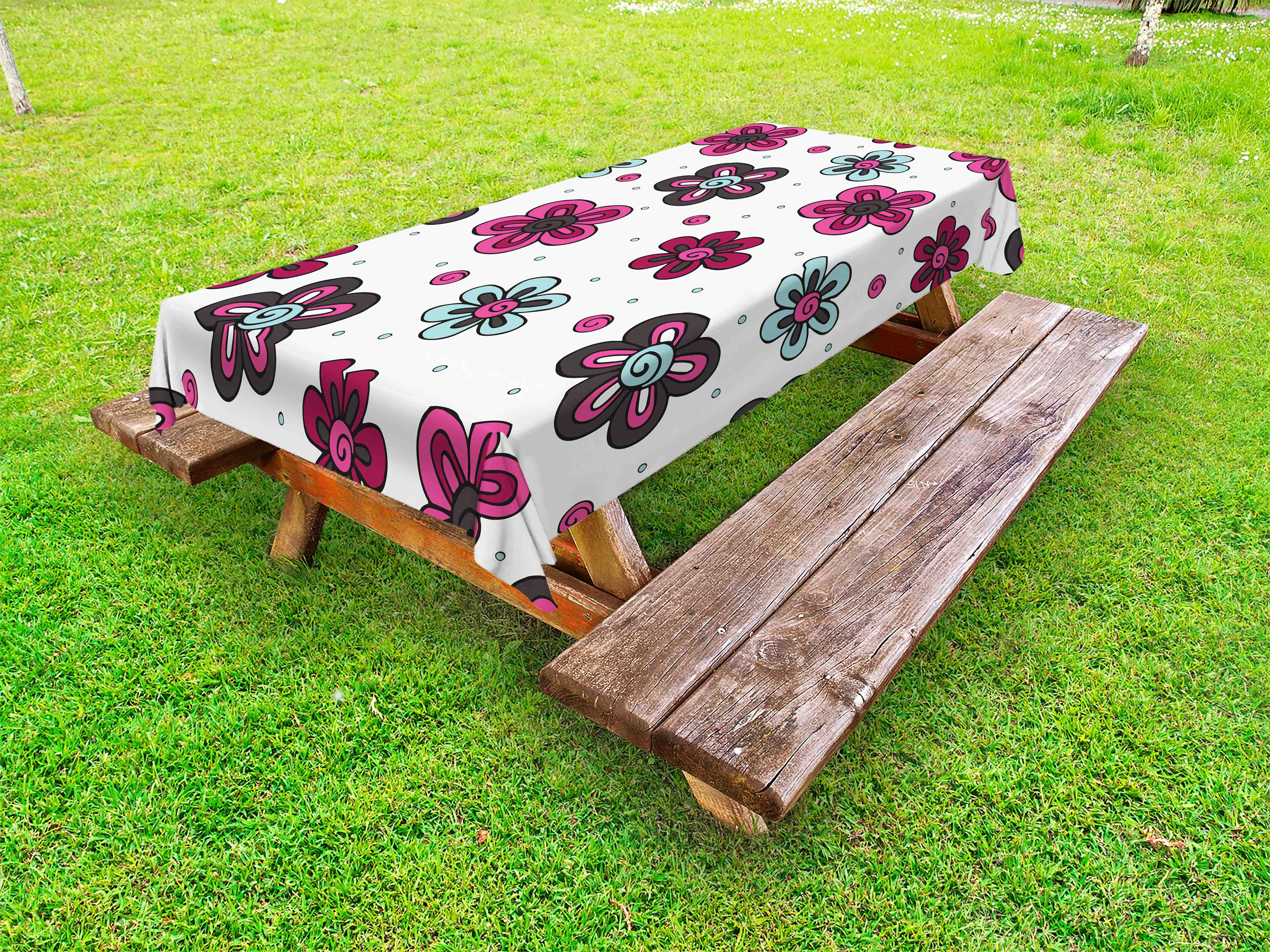 Floral Outdoor Tablecloth, Cute Florets Buds Kids Girls Stylish Pattern ...