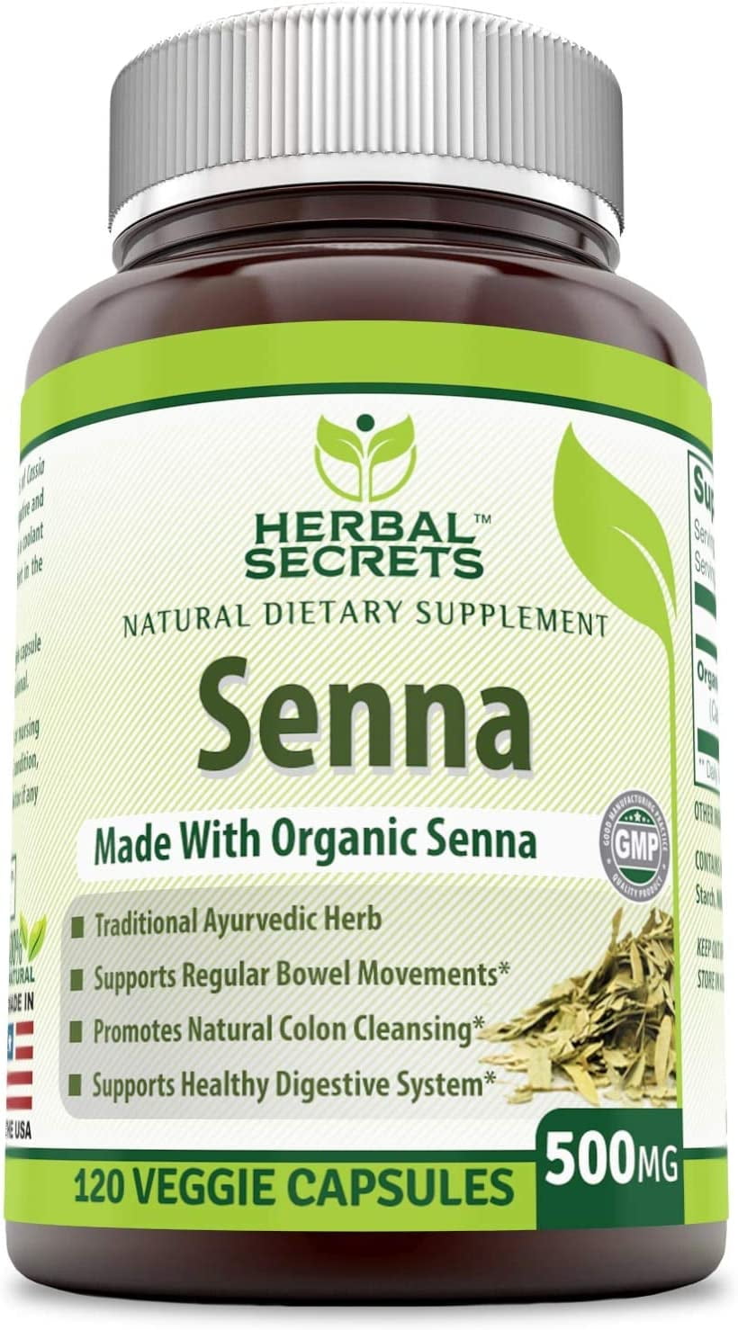 Herbal Secrets Senna 500 mg 120 Veggie Caps (Non-GMO)- Supports Regular ...