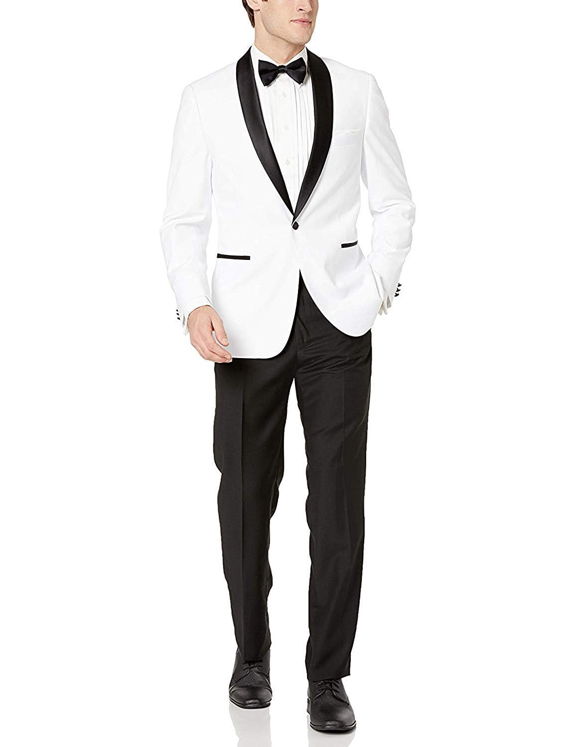 Adam Baker Bello BL301-8 Men's Slim Fit Shawl Collared Tuxedo - White ...