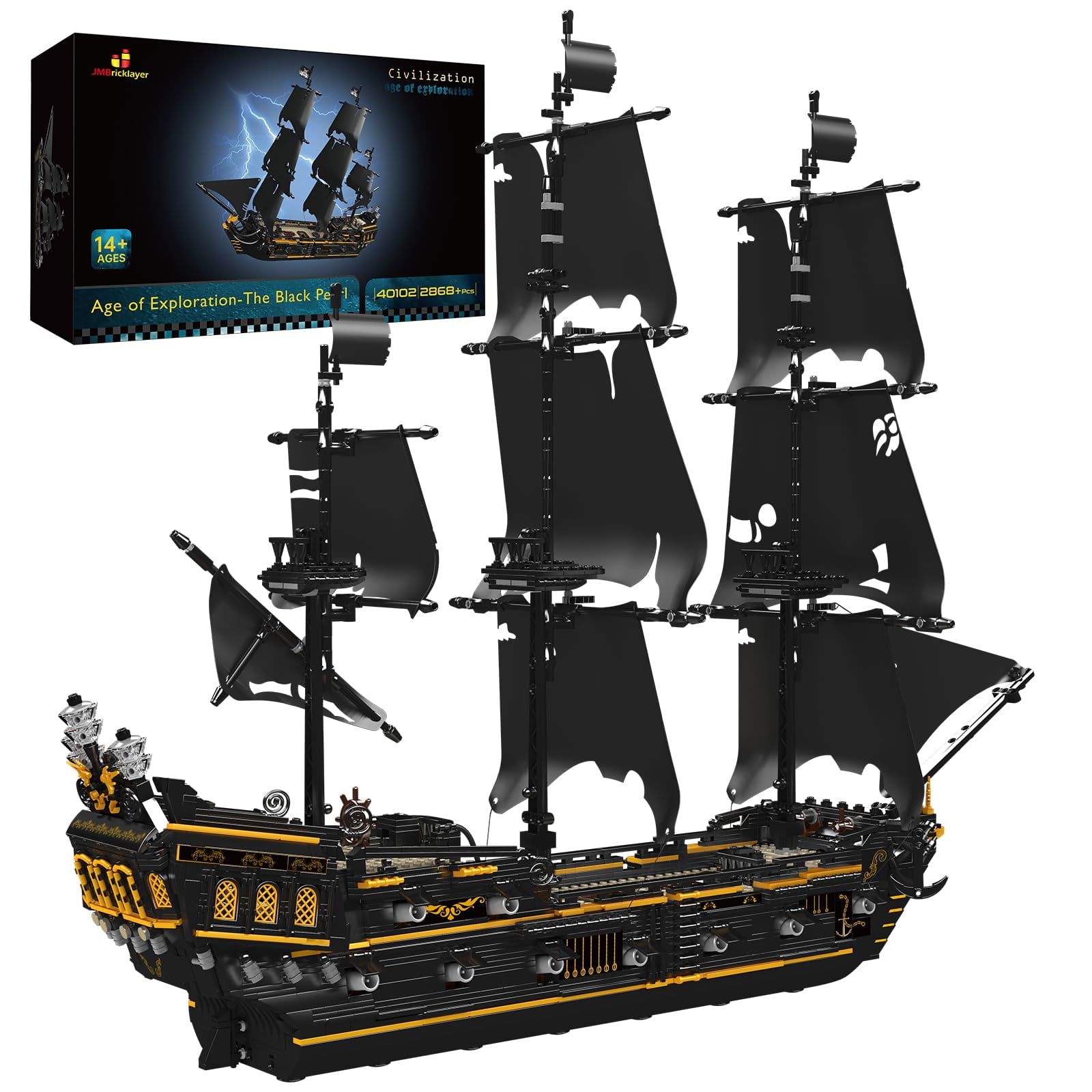 JMBricklayer Pirate Ship Model Building Sets, Black Pearl Mysterious ...