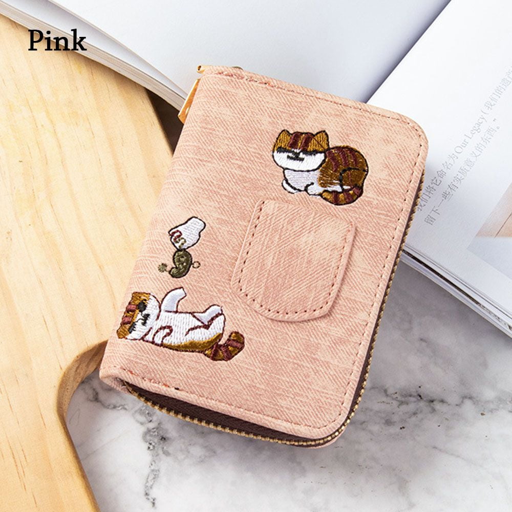 Kawaii Cute Embroidery Small PU Leather Coin Bag Card Holder Money Bags ...