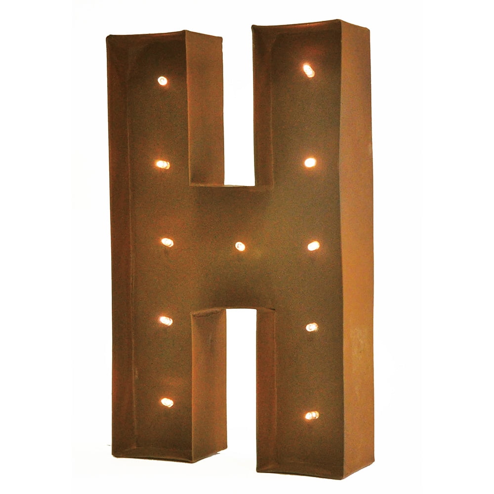 Rustic Vintage 11" Decorative LED Light Glow Letters - Letter H ...