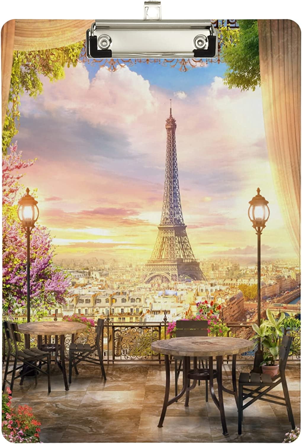 ZHANZZK Beautiful Paris Balcony Cafe Eiffel Tower Clipboard Hardboard ...