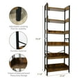 ALSO GO 6 Tier Bookshelf, Industrial Bookshelf with 4 Hooks, Tall ...