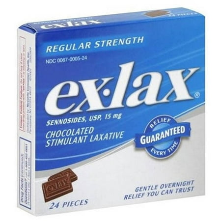 Ex-Lax Ex Lax Regular Strength Chocolate Laxative, 24 CT (Pack of 12 ...