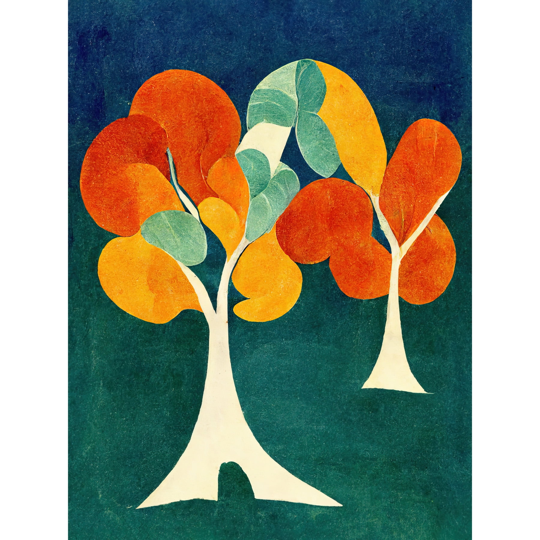 Minimalistic Henri Matisse Style Autumn Fall Trees Abstract Unframed ...