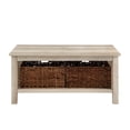 Woven Paths Traditional Storage Coffee Table with Bins, White Oak ...