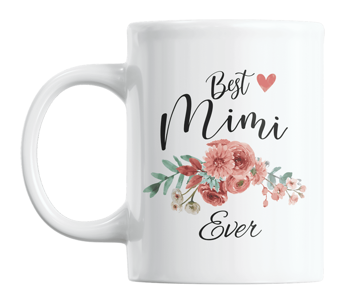 Best Mimi Ever, Cute Watercolor Floral Print Mothers Day Coffee & Tea ...