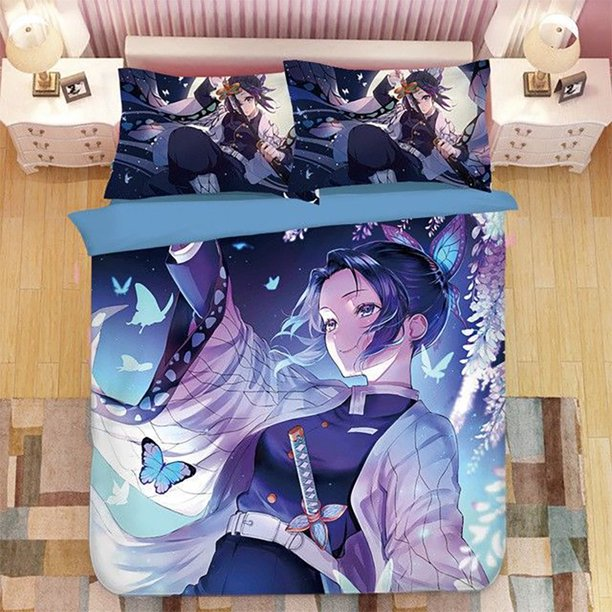 Anime Demon Slayer 3PCS Duvet Cover & Pillow Shams Breathable Cosplay ...