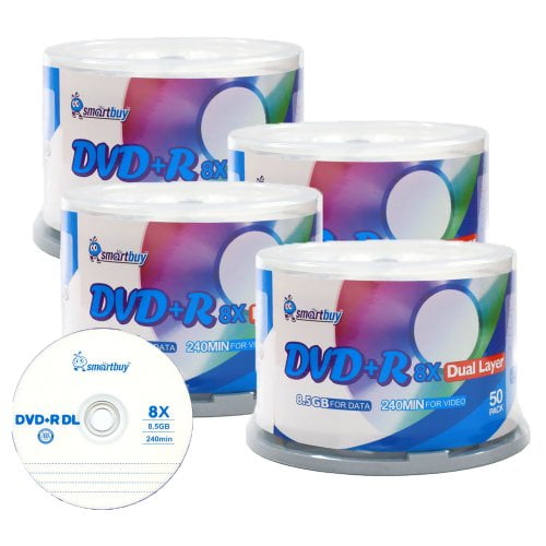 Smartbuy Logo 200-disc 8.5gb/240min 8x Dvd+r Dl Dual Layer Double Layer Blank Data Record Media ...