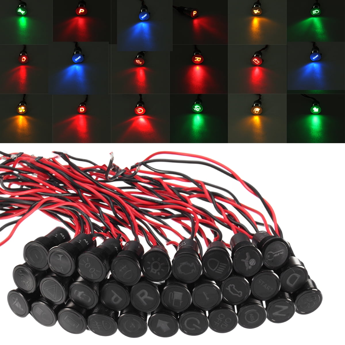12V 24V 10mm Waterproof Ultra Bright Metal Lamp Bulb LED Dash Panel ...