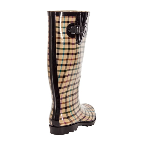 Forever Young - Women Rubber Rain Boots with Cotton Lining, Lines Plaid ...