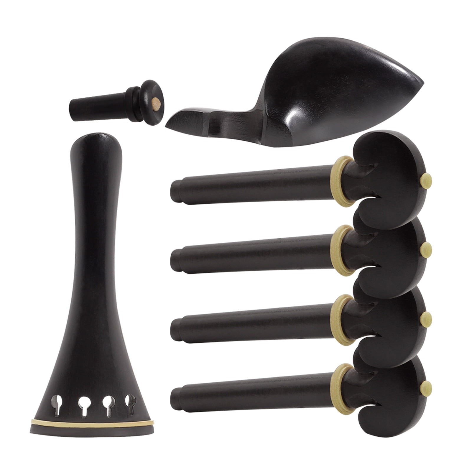 Endpin 4/4 Violin Accessory Parts Set Ebony with Tailpiece Chin Rest ...