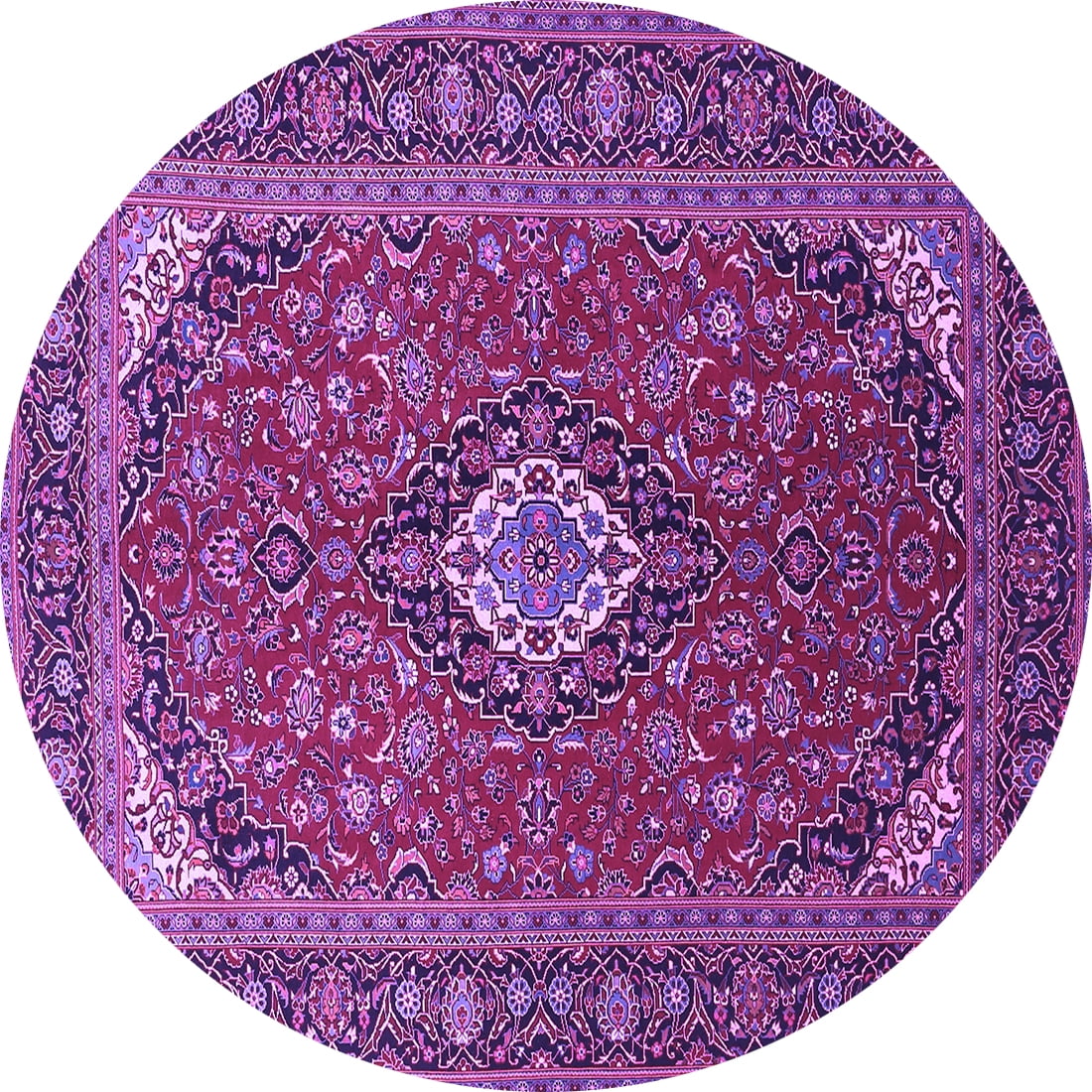 Ahgly Company Indoor Round Medallion Purple Traditional Area Rugs, 8 ...