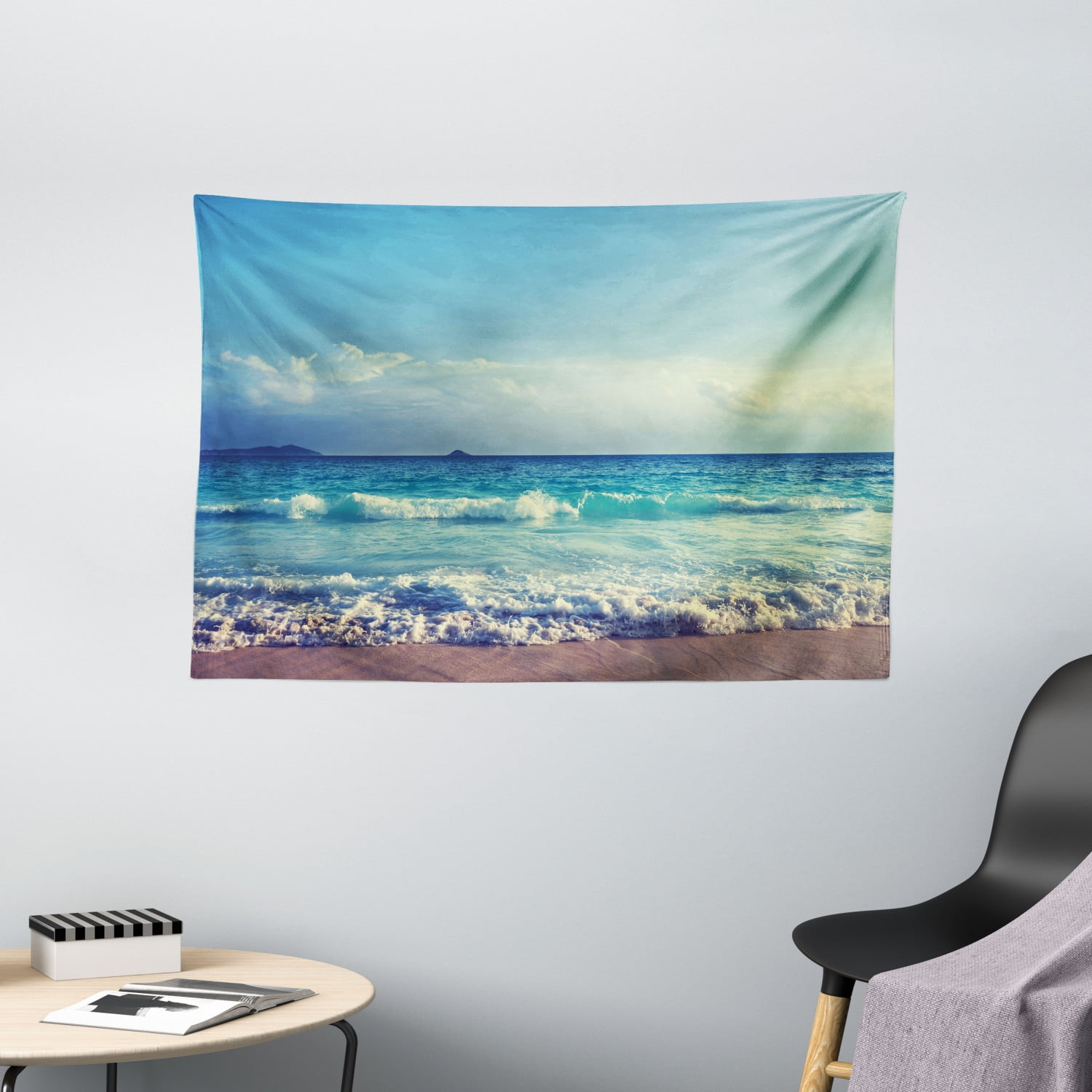 Tropical Island Tapestry, Ocean Waves on Seychelles Beach at The Sunset ...