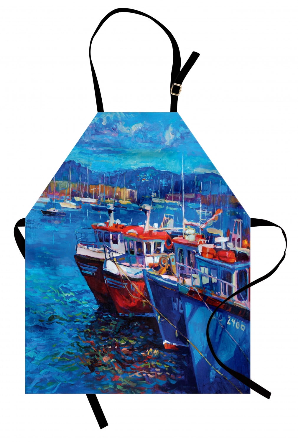 Country Apron Sail Boats Ships on the Shore Harbor by the Sea Small ...