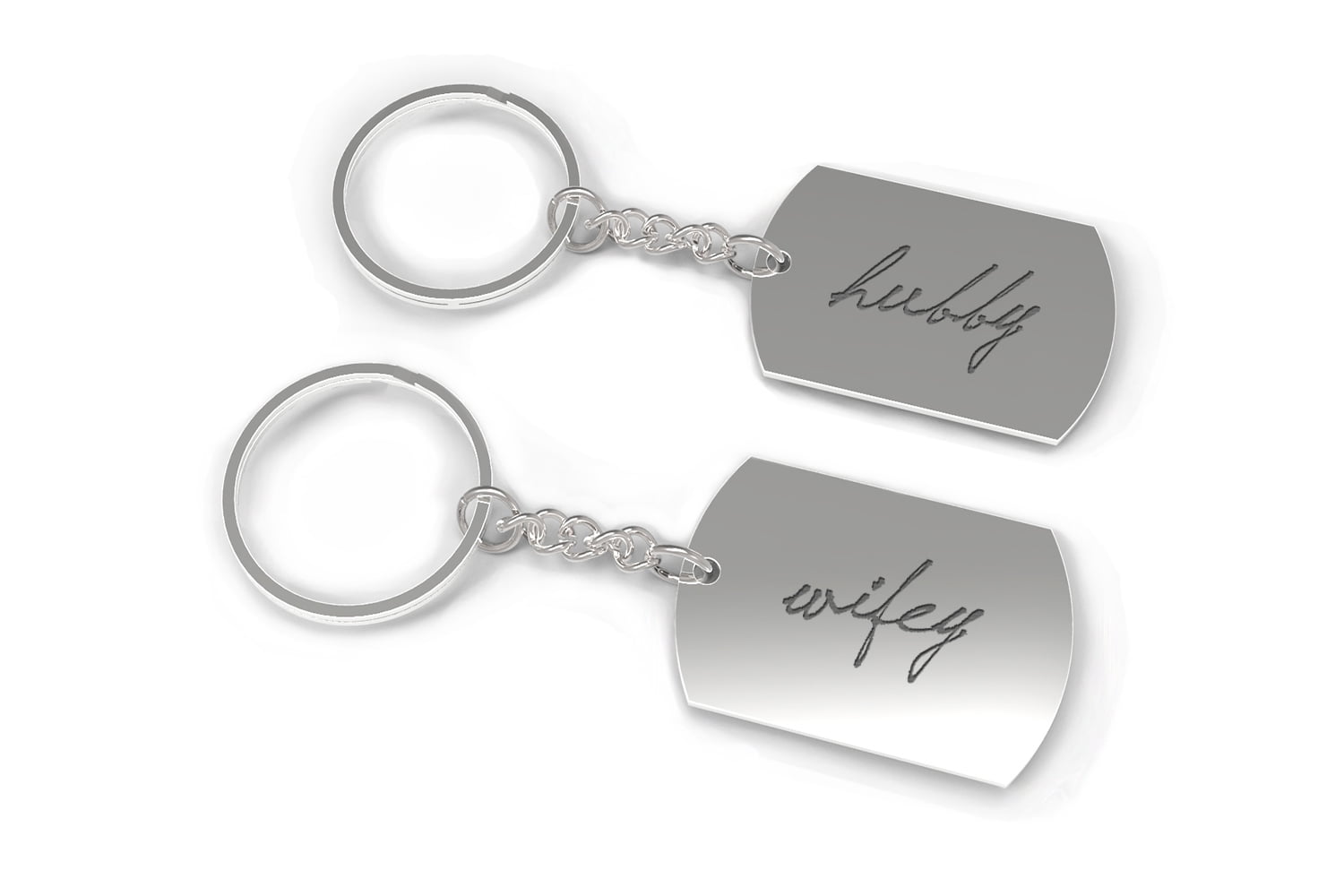 Hubby and Wifey Couple Key Chain Set - His and Hers Key Rings, Couple ...