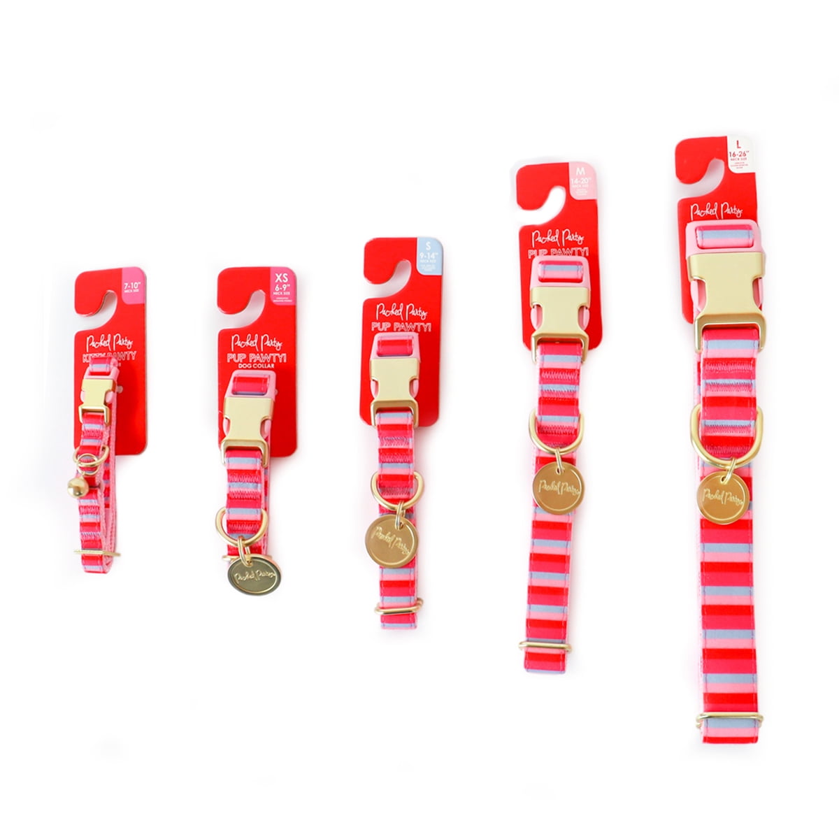 Packed Party, Valentine's Day, Pink Stripe, Dog Collar, Extra Small, 6 ...