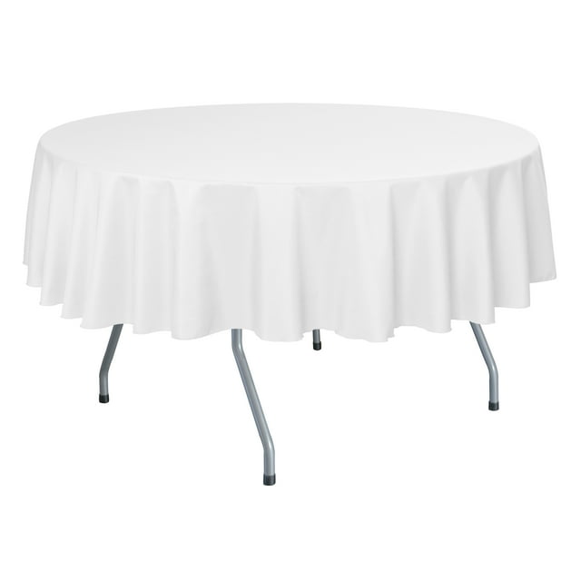 Ultimate Textile Polyester Linen Tablecloth, White, 72-Inch Round, 1 ...
