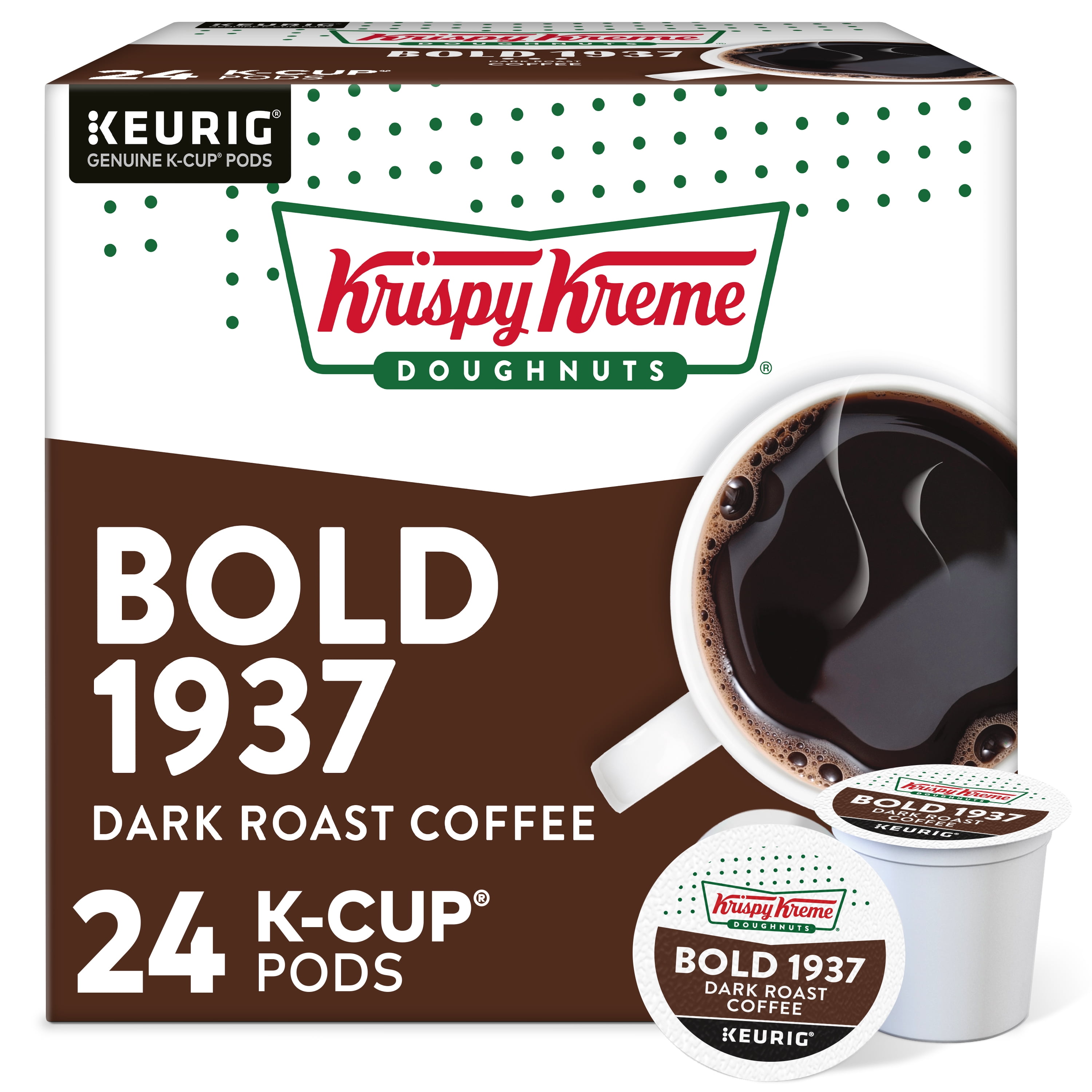 Krispy Kreme Bold 1937 K-Cup Coffee Pods, Dark Roast, 24 Count for ...