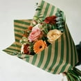 20 Sheets Kraft Stripe Flower Wrapping Paper, Green Diagonal Stripes ...