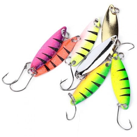 Fyydes Spoons Lure Bait,7Pcs Multicolor Sequin Single Hook Metal ...