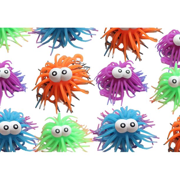 BULK 12 Cute Hairy Critter Puffer Balls - Sensory, Stress, Fidget Toy ...