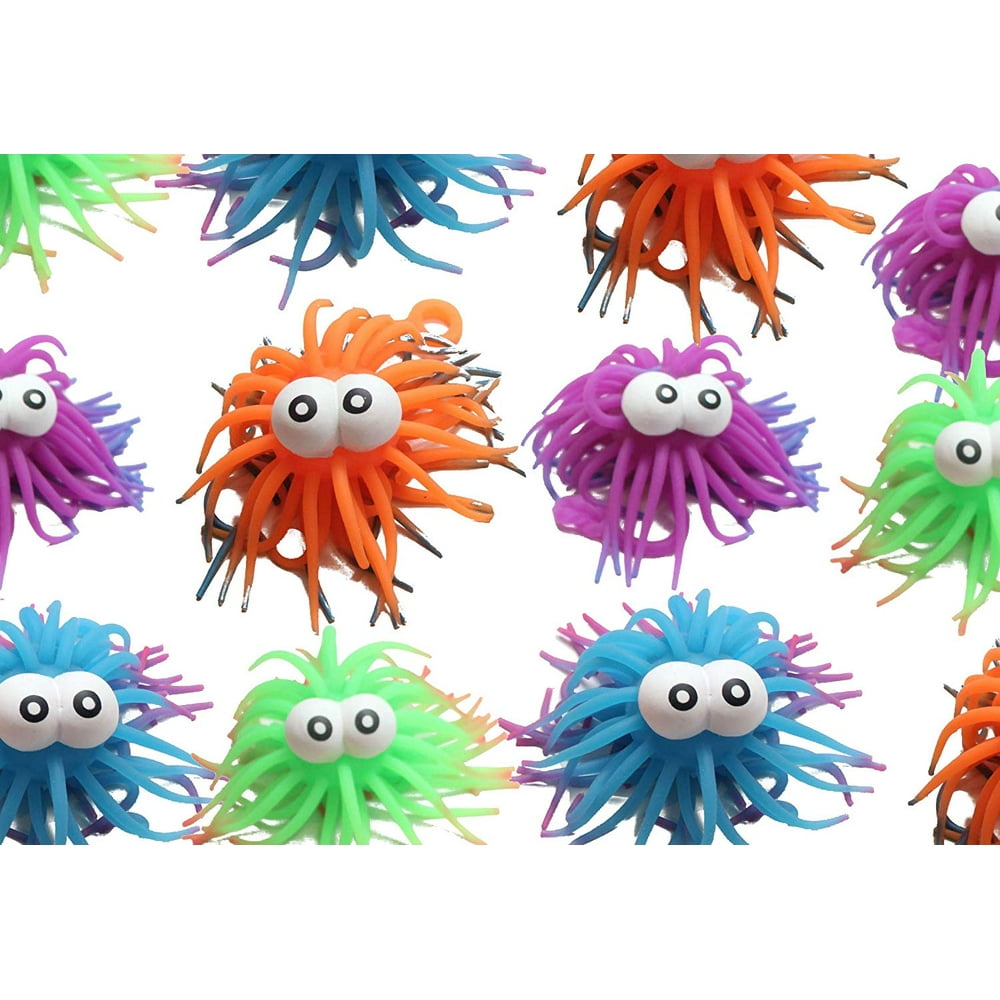 BULK 12 Cute Hairy Critter Puffer Balls - Sensory, Stress, Fidget Toy ...